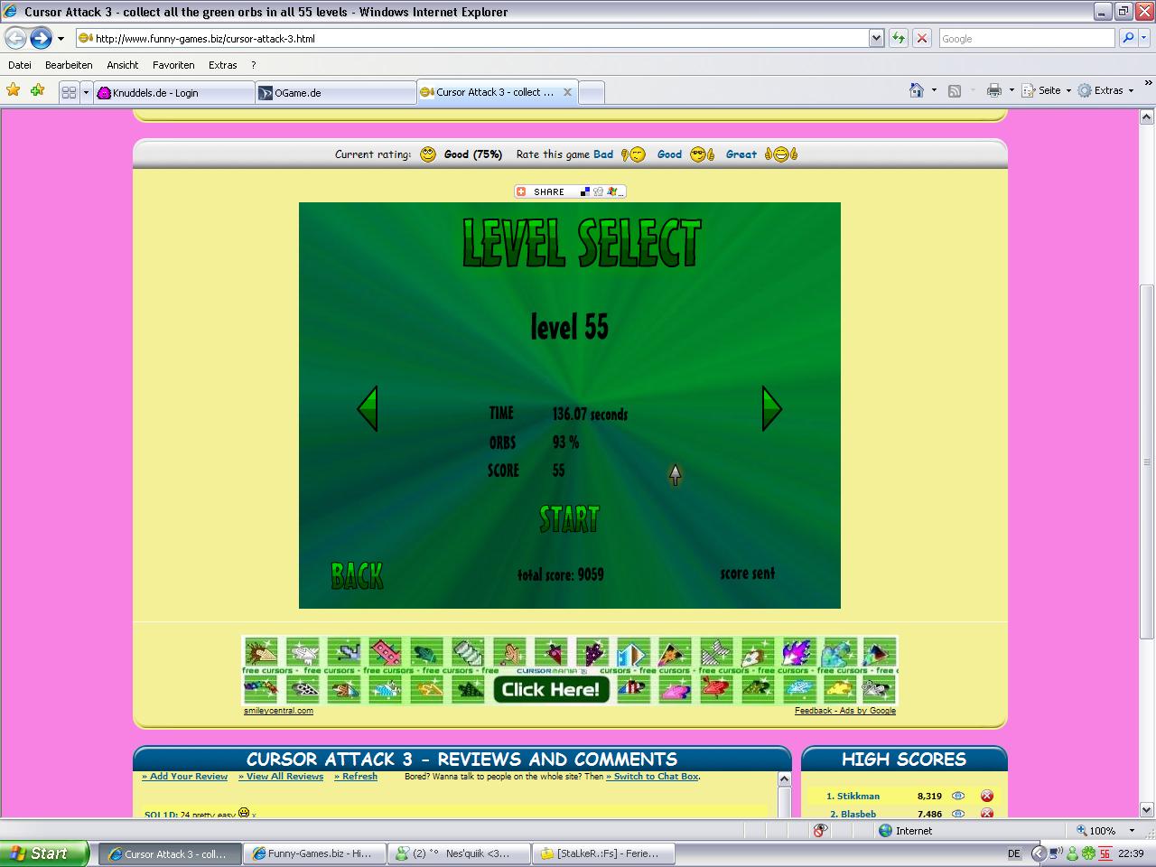 Cursor Attack 3 - collect all the green orbs in all 55 levels