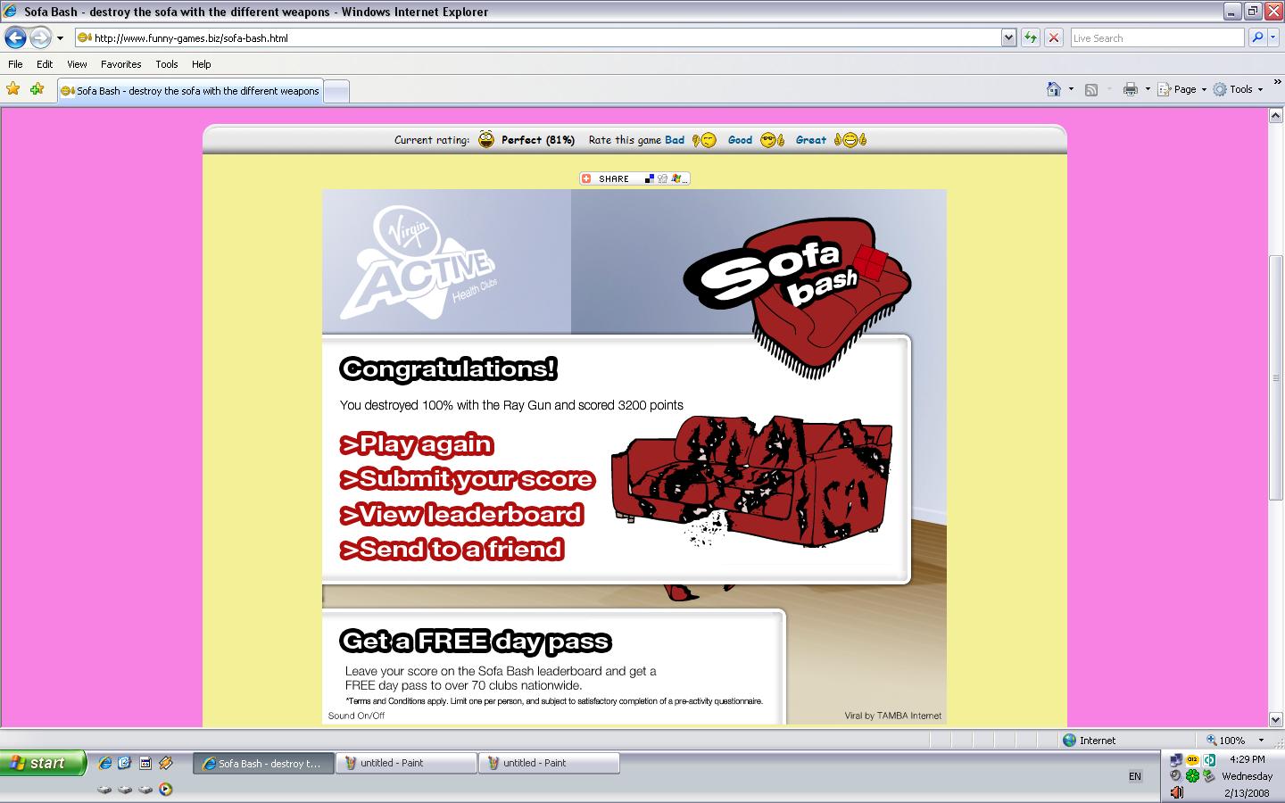 Sofa Bash - destroy the sofa with the different weapons